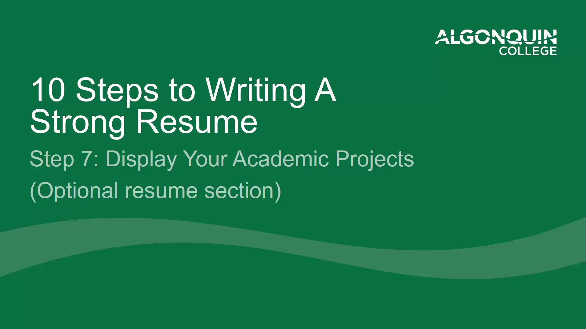 Step 7: Display your Academic Projects