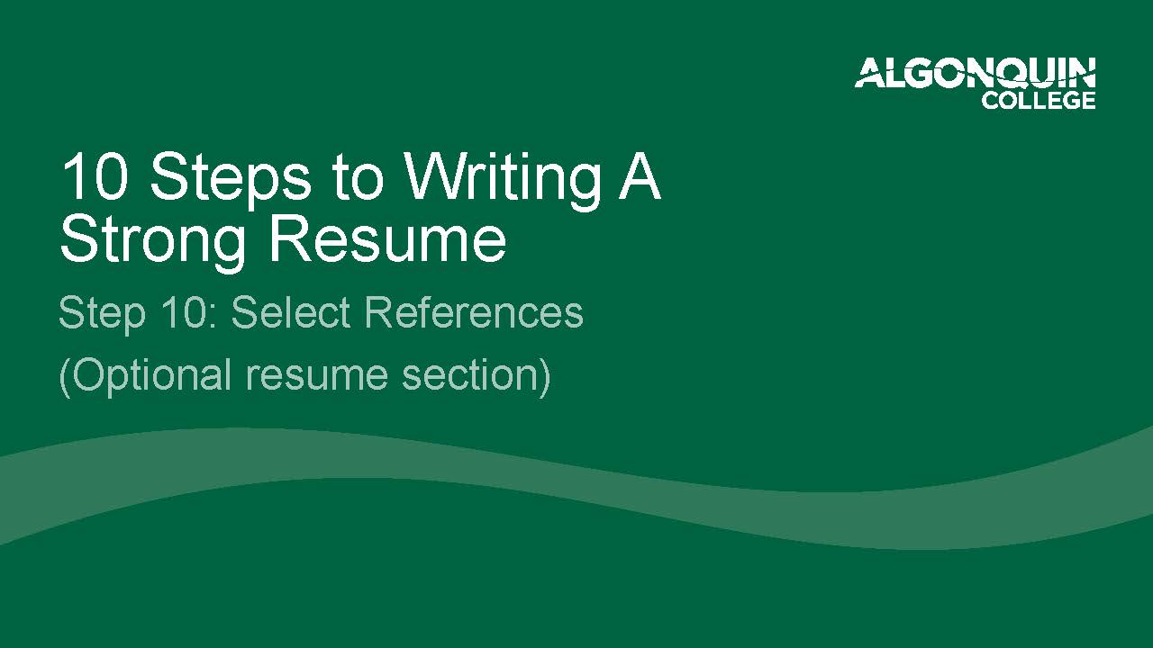 Step 10: Select References